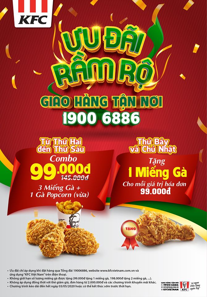 KFC Khuyến Mãi | 18K/ 1 Miếng Gà | Tháng 3/2020 | Vua Khuyến Mãi